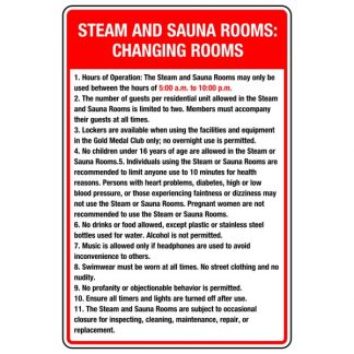 Steam and sauna rooms changing rooms sign 16×24 – BC Site Service